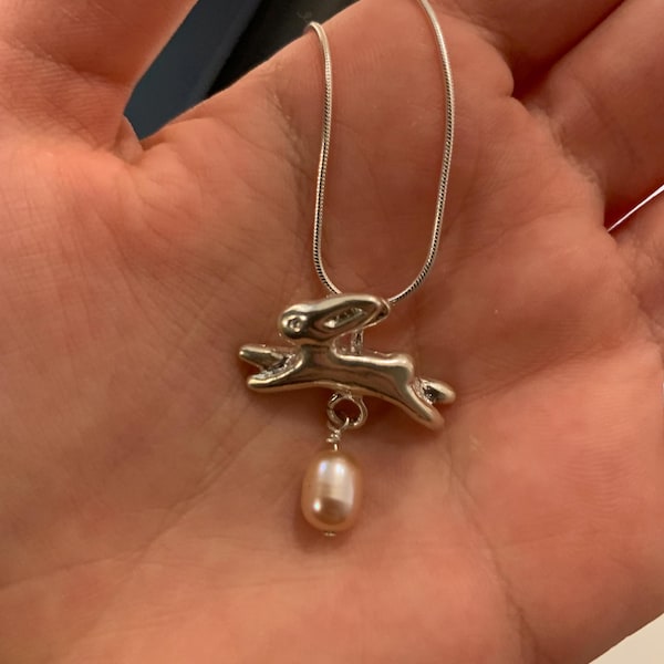 Dancing Bunny Necklace | Sterling 925 Silver Necklace | Handmade Silver ...