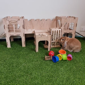 Wooden Rabbit House, Bunny сastle 2 Ramps - Etsy