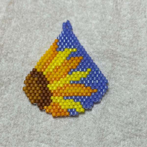 Sunflower Teardrop Beaded Earrings Pattern Beading Design Seed Bead DIY ...