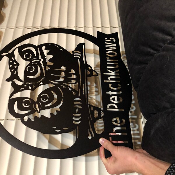 Personalized Owl Metal Sign - Steel Metal Art / Metal Decor / Steel ...