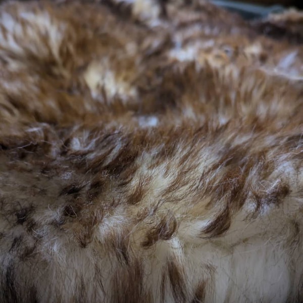 GIANT SHEEPSKIN Triple X Mouflon White Brown Throw Genuine Leather ...