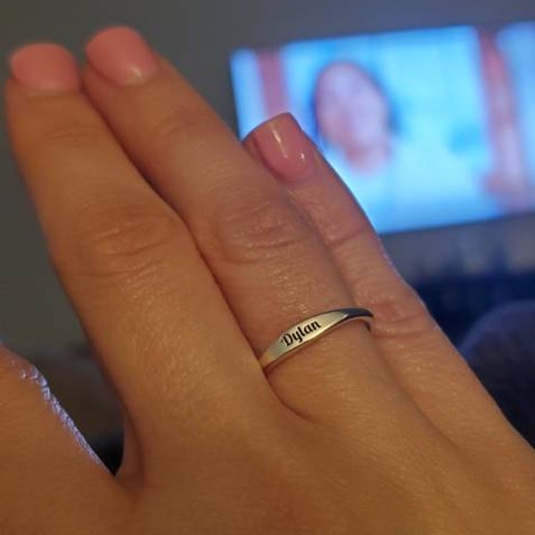 Custom Skinny Name Ring Personalized Stackable Rings in Sterling Silver ...