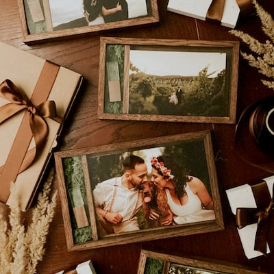 Wood Photo Box for Photo 4x6 & USB Box Holder 4x6 Proof Box USB Stick 3 ...