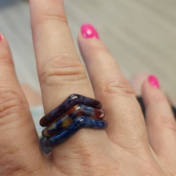 Heart Ring Collection| Chevron Acetate Stacking Resin Ring - Etsy