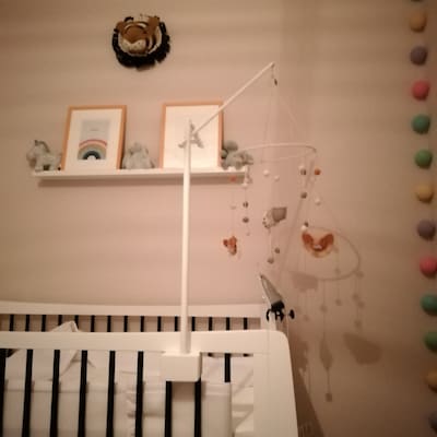 Baby Mobile Arm in WHITE / Baby Crib Attachment / Wooden Mobile Stand ...