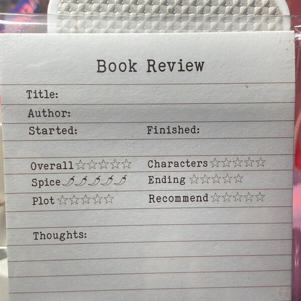 Book Review Sticky Notepad: Bookworm Reading Journal (3x3) - Etsy