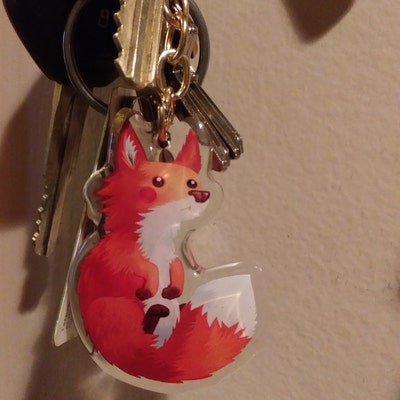 Red Fox Kawaii Keychain : a Cute Fox Acrylic Charm Cute Keychain ...
