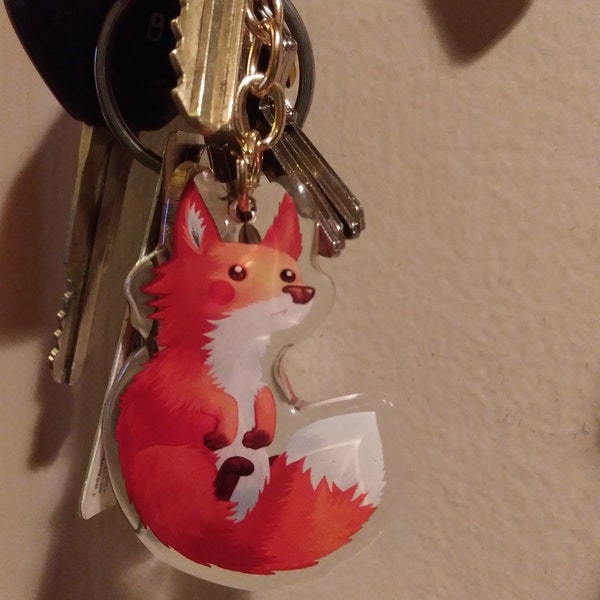 Red Fox Kawaii Keychain : a Cute Fox Acrylic Charm - Cute Keychain ...