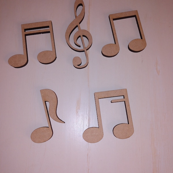 Wooden Music Note Cutouts (5 Pack): Unfinished MDF, DIY Decor - Etsy