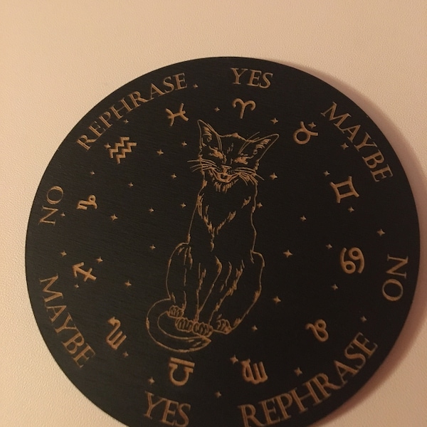 Black Cat Wood Pendulum Board | Laser Engraved | Divination | Scrying ...