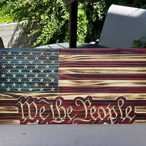 Rustic "we the People" American Flag- Man Cave Sign- Garage Sign - Etsy