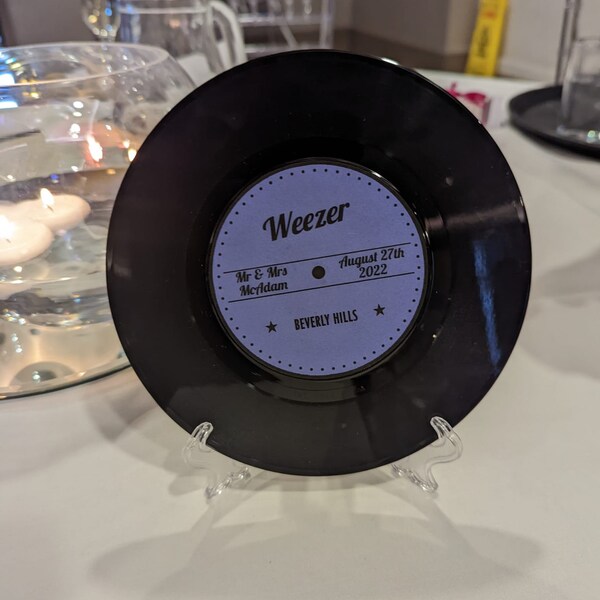 Real Vinyl Record Table Names Custom Wedding Party 7 Inch 7" 45s Music ...