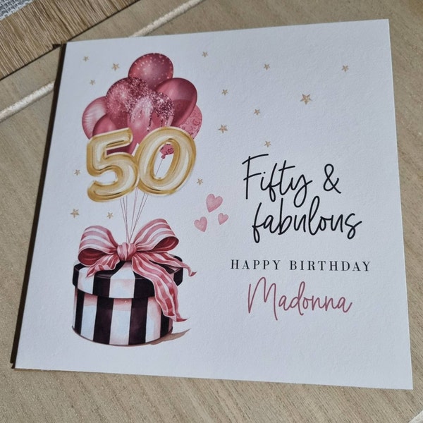 Personalised 50th Birthday Card for Friend - 50th Birthday Card for Mum ...