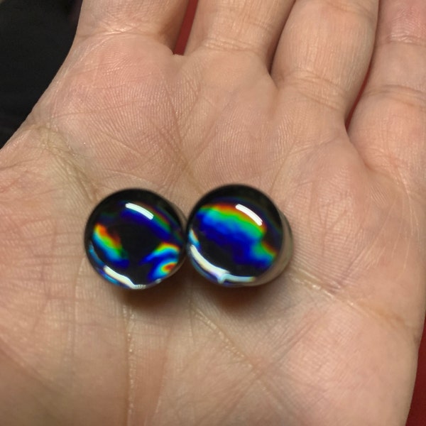 Embedded Black Chrome Color Shift Double Flare Plugs, Surgical Steel - Etsy