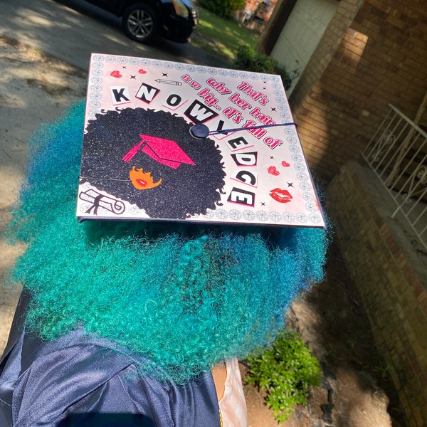 It's Full of Knowledge Graduation Cap Topper, Black Queen Grad Cap ...