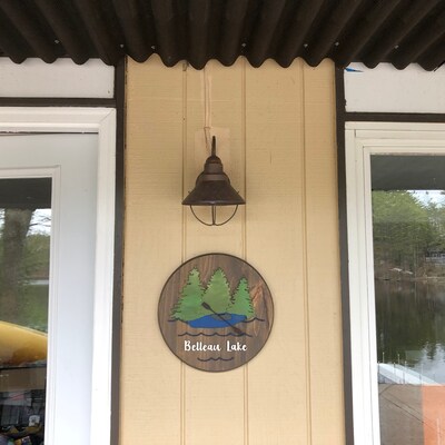 12 / 16 / 18 / 20 Round Lake House 3D Wood Sign Canoe or Kayak Sign ...