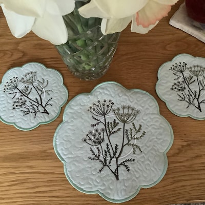 Yarrow Flower Machine Embroidery Wild Flowers Floral Botanical Garden ...