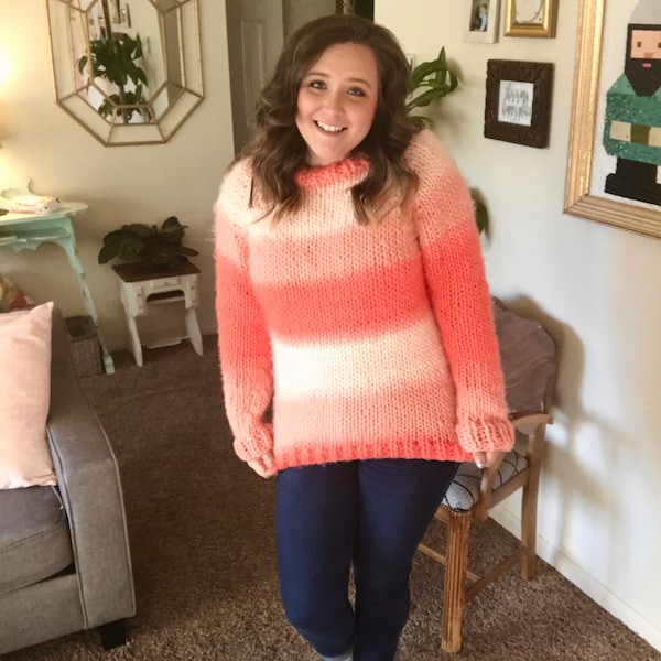 KNITTING PATTERN* Stockinette Beginner Raglan, Beginner Knit Sweater ...