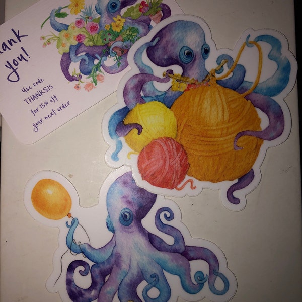 Blue Yarn Ball Sticker Blue Yarn Skien Hand Painted Watercolor Stickers ...