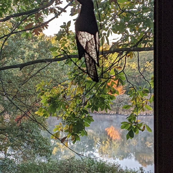 Stained Glass Raven on the Branch Crow Stained Glass Suncatcher Window ...