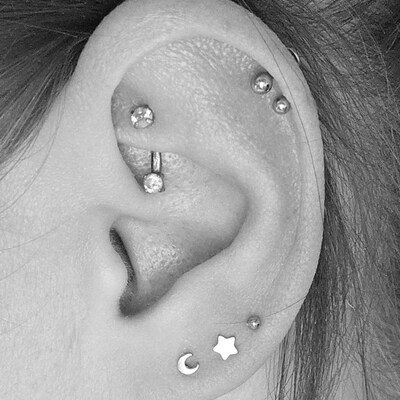 14g Scaffold Industrial Piercing Bar Colour Funky Wavy Heartbeat Design ...