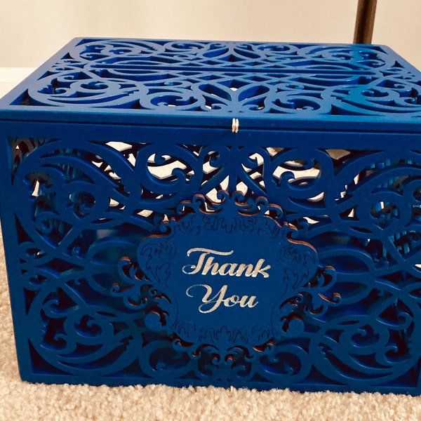 Navy Wedding Card Box With Slot Lock Wedding Money Box Rustic Card Box ...