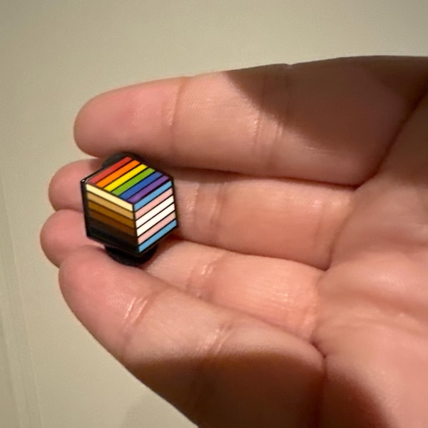 Inclusive Rainbow Pin - Flag Cube - Geometric LGBTQ Pin Lapel Badge ...