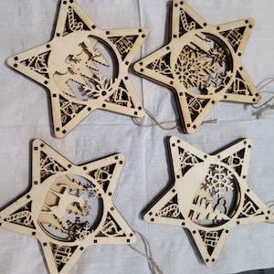 Star Shape Christmas Tree Decorations Craft Hanging Bauble Snowy Scene ...