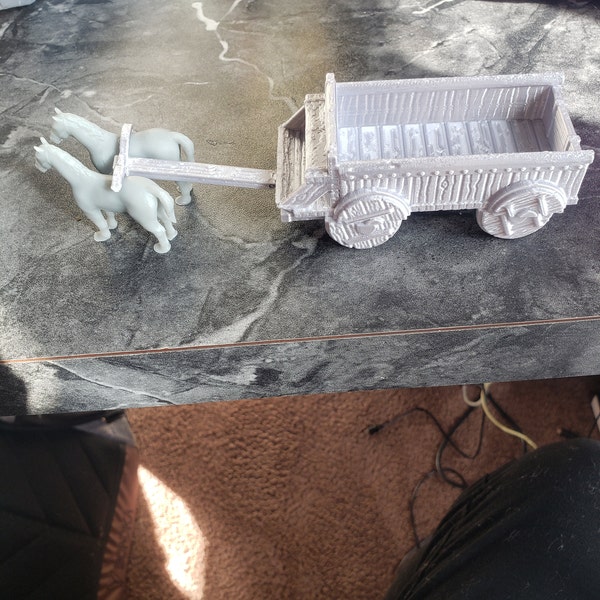 Horse & Wagon Cart Set 28mm Scale Fantasy Scatter Terrain Model for RPG ...