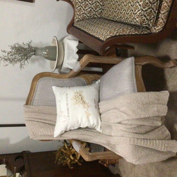 French Linen Pillow Cover. Shabby Country White Floral Cushion. Swedish ...