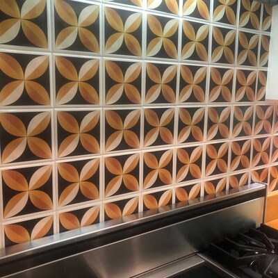 70s Pattern Tile Stickers, Retro Pattern, Geometric, Suitable for Wall ...