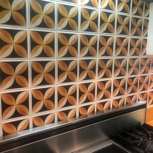 70s Pattern Tile Stickers, Retro Pattern, Geometric, Suitable for Wall ...