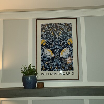 Floral Art Print, Vintage Blue Flower, William Morris Poster Exhibition ...