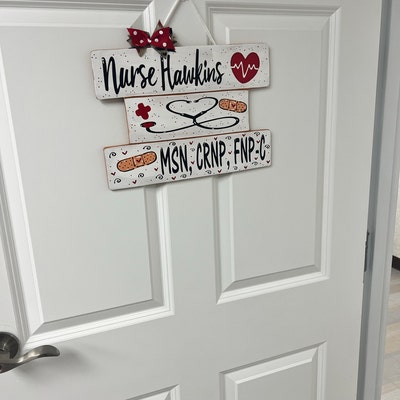 1 PIECE SIGN Nurse Sign Wall Art Door Hanger Plaque Wood Wooden ...