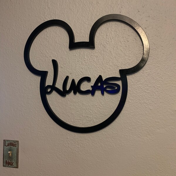 Wooden Mickey Mouse, Disney Mickey Mouse With Bow Tie, Wooden Name Sign ...