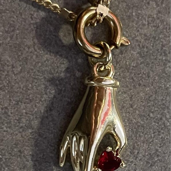 Hand With Heart Charm Mini Gold Hand Charm Bracelet Necklace Dainty ...