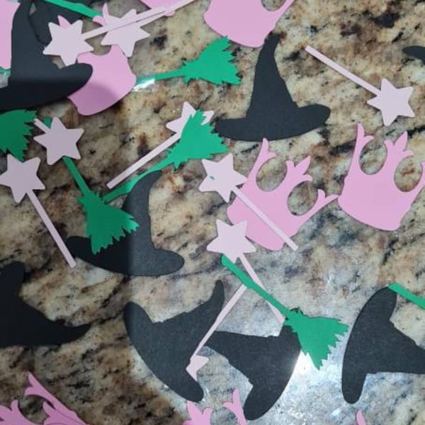 Witch Confetti - Set of 100 - Witch Hat, Crown, Witch's Broom, Wand ...