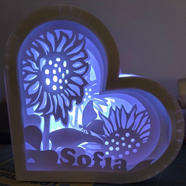 Sunflower Heart Lanterns Shadow Box SVG for Cricut Projects Diy Mothers ...