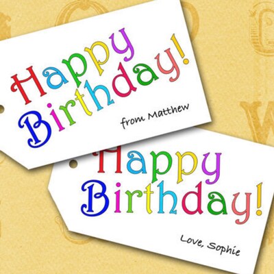 Personalized Birthday Tags / Printed or Digital File / Extra - Etsy