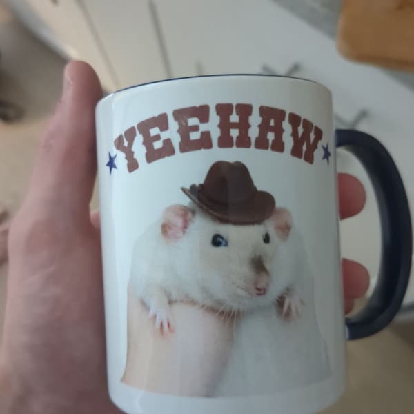 Yeehaw Cowboy Rat Meme 11oz Coffee Mug | Pet Rat Gifts | Rat Mom | Rat ...