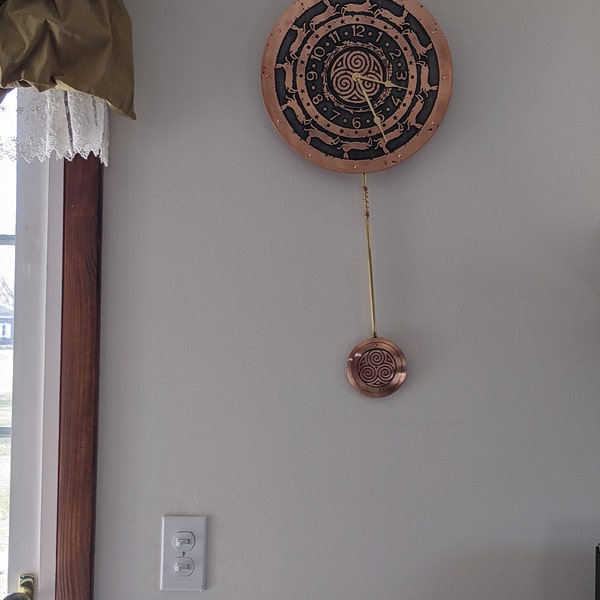 Large Brass Pendulum Wall Clock With Hares * Country Celtic Pagan ...