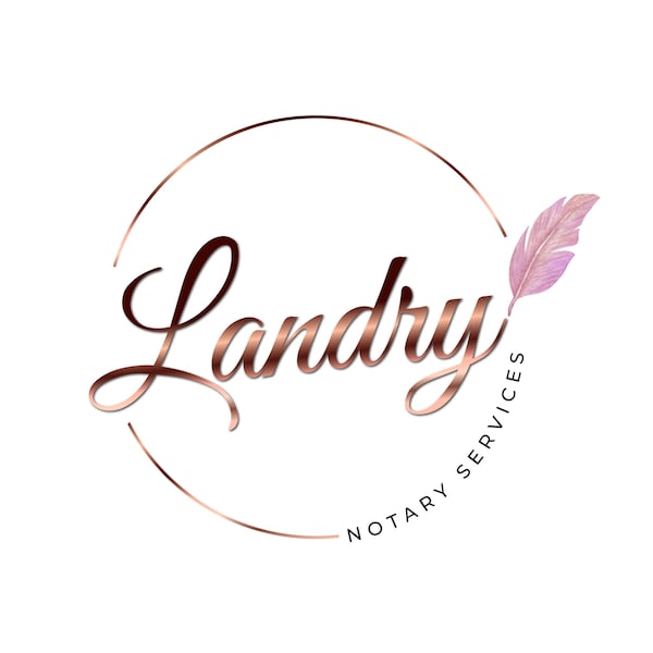 Beautiful Rose Gold Notary Logo Design, Feather Pen Logo, Metallic Logo ...