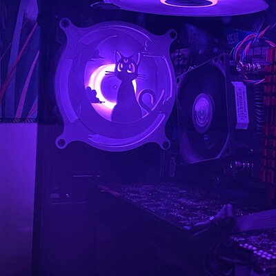 Crescent Moon Cat Gaming Computer Fan Shroud / Grill / Cover Custom 3D ...
