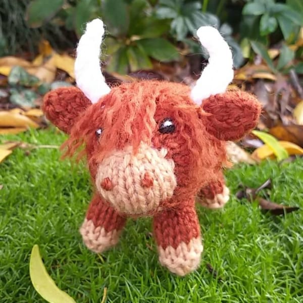 Highland Cow Knitting Pattern, Mini Farm Animal Toy PDF Download, Easy ...