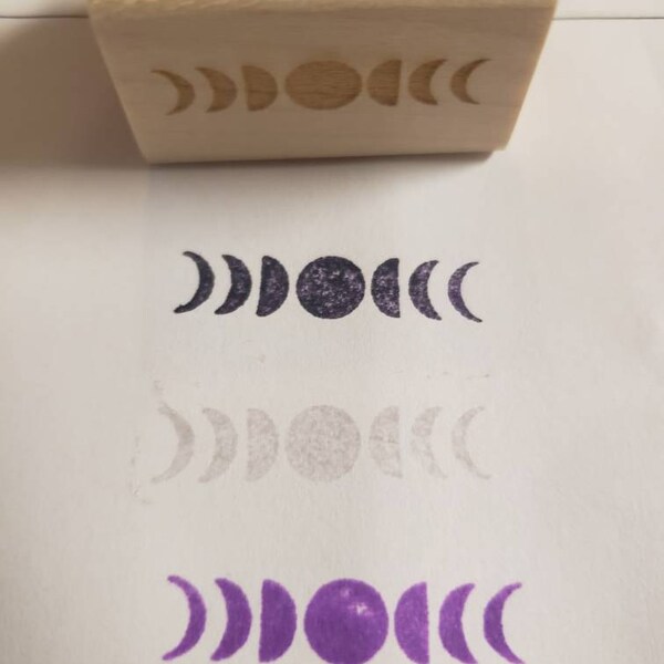 Lunar Moon Phase Rubber Stamp: Waxing Waning Crescent Design - Etsy