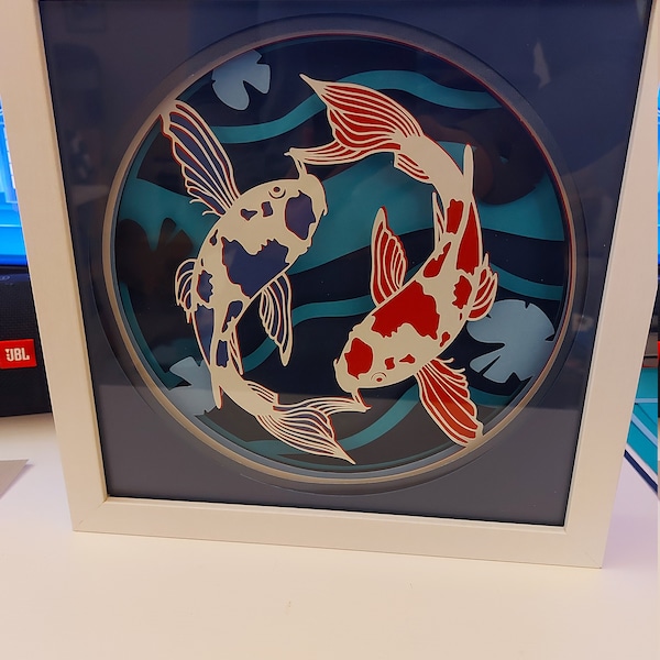 3D Koi Fish Svg - Shadow Box Svg, Fish Svg - Etsy
