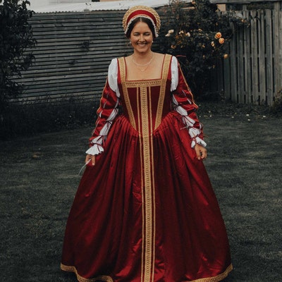 Red and Gold Renaisance Dress, 1500s Italian Renaissance Gown - Etsy