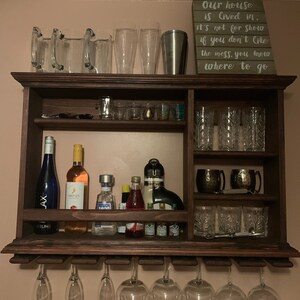 Mini Bar, Red Mahogany Stain Wine Rack, 3'x2' Liquor Cabinet, Wall ...