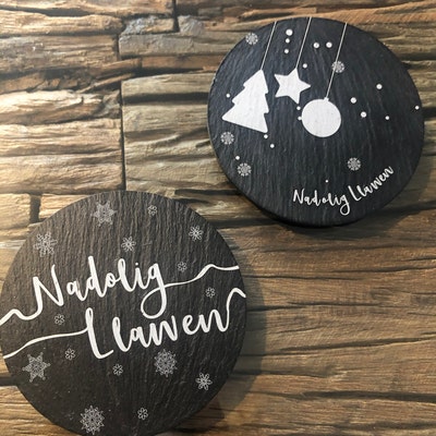 Welsh Slate Christmas Coaster Welsh Language Gift Xmas Nadolig - Etsy UK
