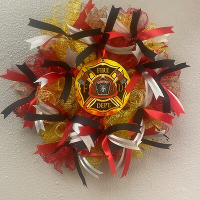 ROUND CRAFT SIGN Fire Dept Thin Red Line Firefighter First Responder ...